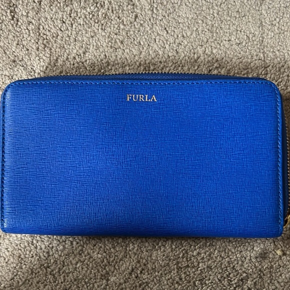 Furla | Bags | Furla Babylon Leather Wallet In Cobalt Blue Large Continental Size | Poshmark